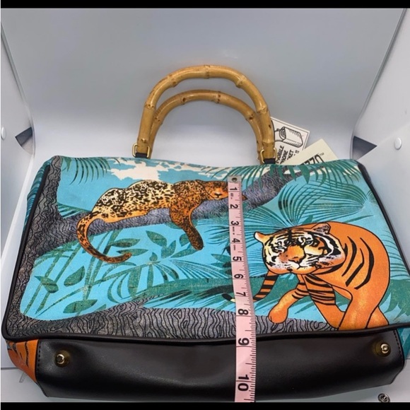 Prezzo | Bags | Vtg Prezzo Beaded Tiger Handbag With Bamboo Handles ...